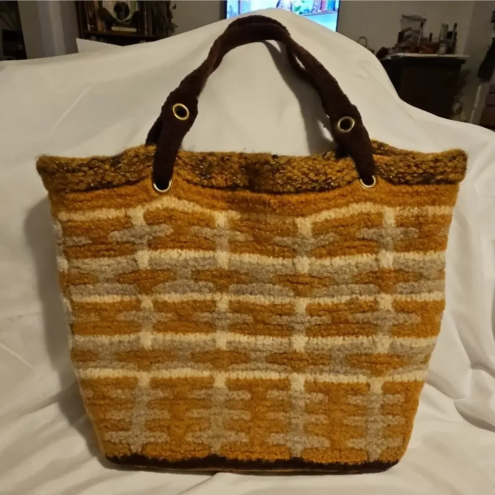 Unbranded | Bags | Handmade Knitted Felted Wool Tote Bag Boho ...